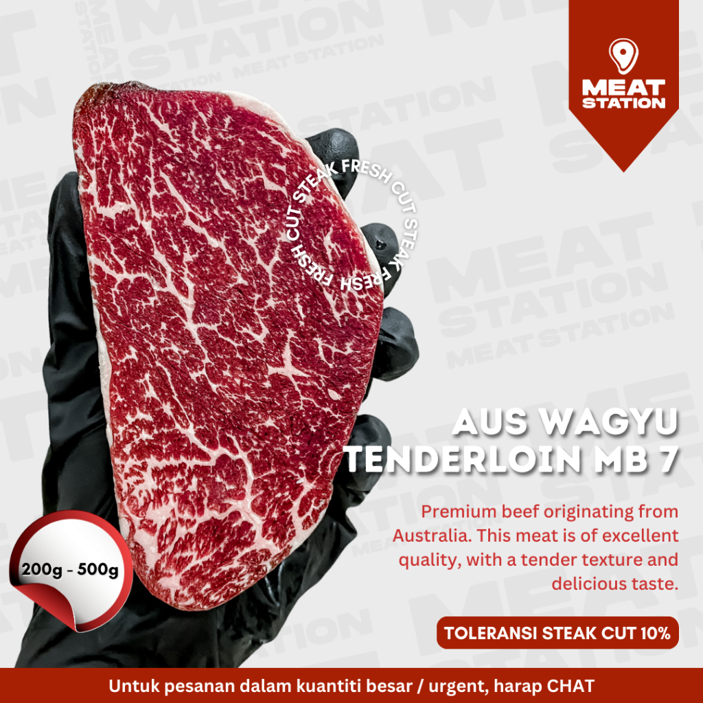 Jual AUS Wagyu Tenderloin MB 7 / Beef Steak / Beef Import | Shopee ...