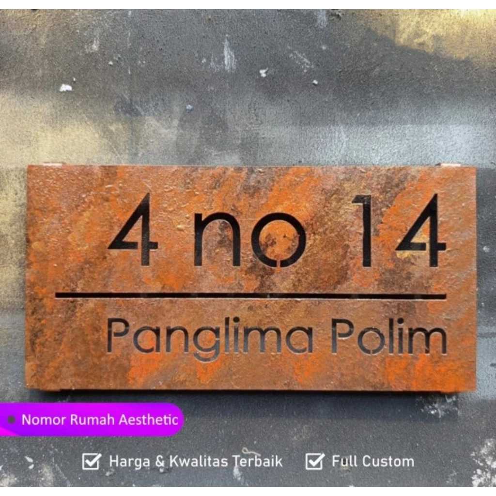 Jual Nomor Rumah Signage Logo Aesthetic Minimalis Rusty Metal Sign ...