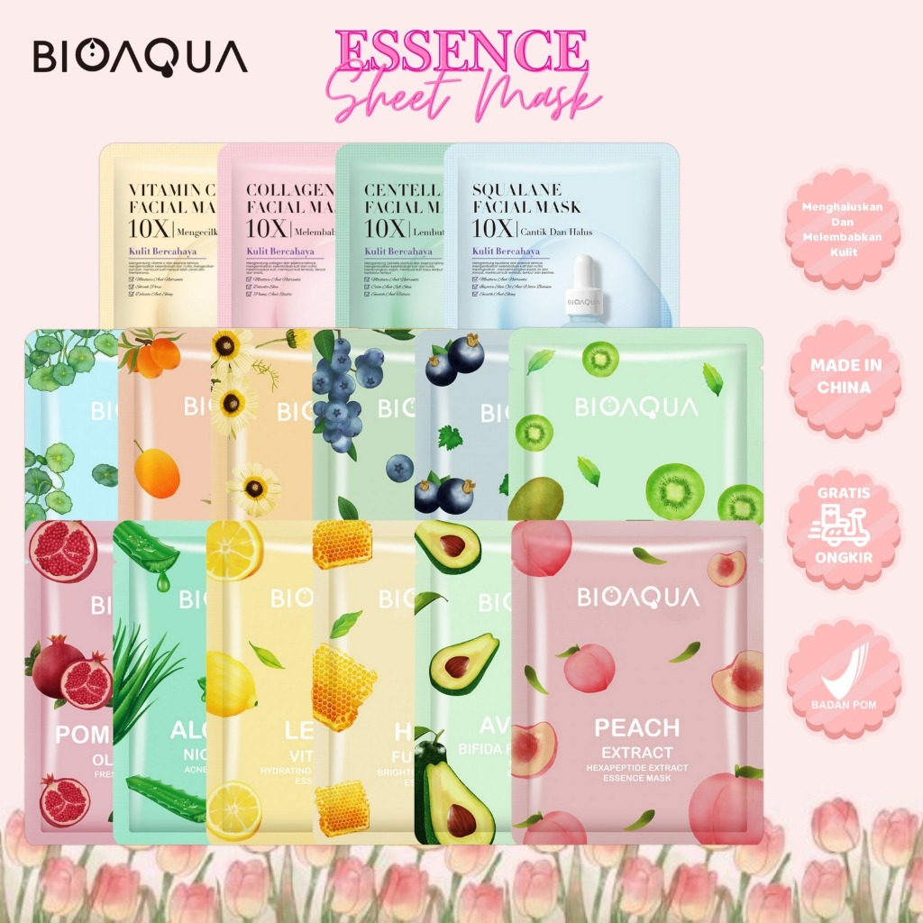 Jual BIOAQUA Essence Sheet Mask 25g | 10X Facial Sheet Mask 28ml | Shopee Indonesia