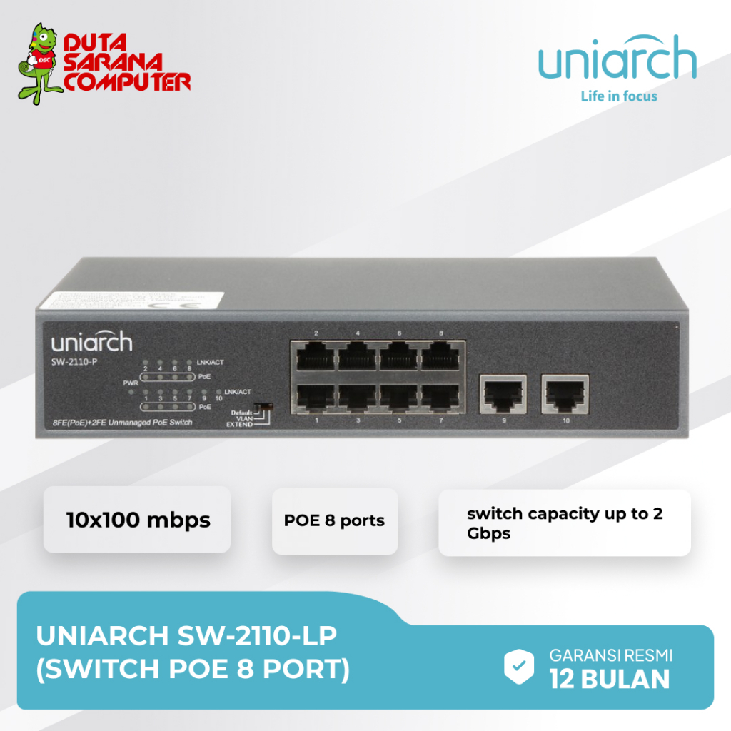 Jual SW-2110-LP UNIARCH UNV 8+2 POE SWITCH HUB IP Camera CCTV POWER SUPPLY | Shopee Indonesia