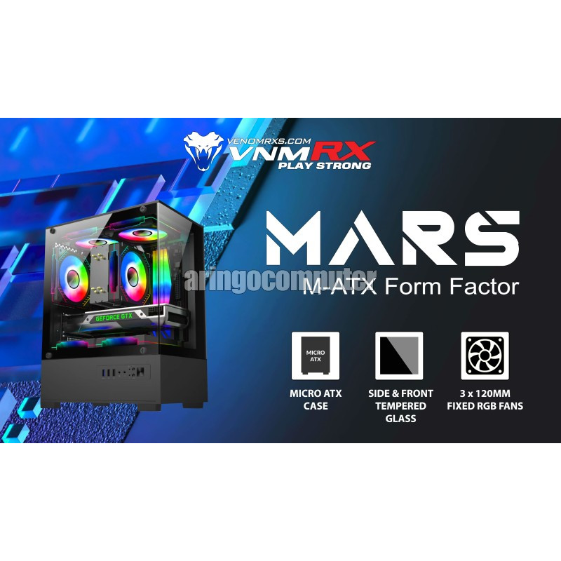 Jual Casing Venom RX MARS M-ATX - BLACK (Free 3 Fan Fixed RGB) | Shopee ...