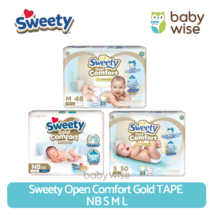 Jual Sweety Open Comfort Gold TAPE NB S M L | Popok Perekat Anak Bayi ...