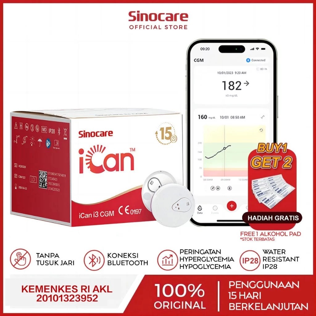 Jual Sinocare iCan i3 CGM Alat Cek Gula Darah 15 Hari Real Time ...