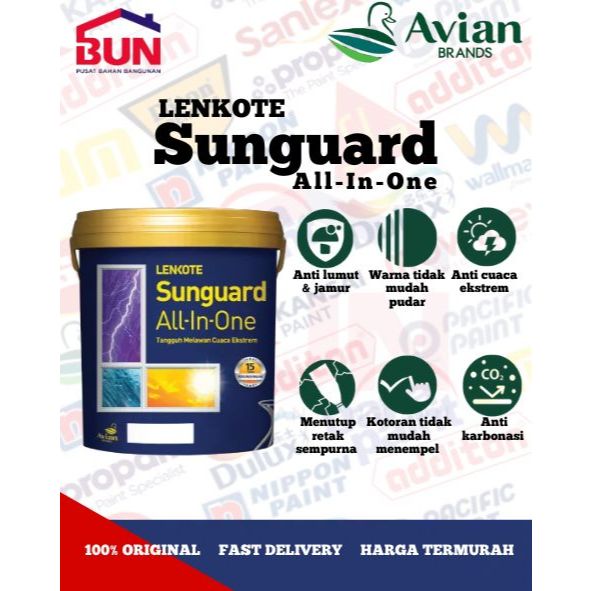 Jual Cat Exterior Sunguard All in One 1 Liter BRILLIANT WHITE | Shopee ...