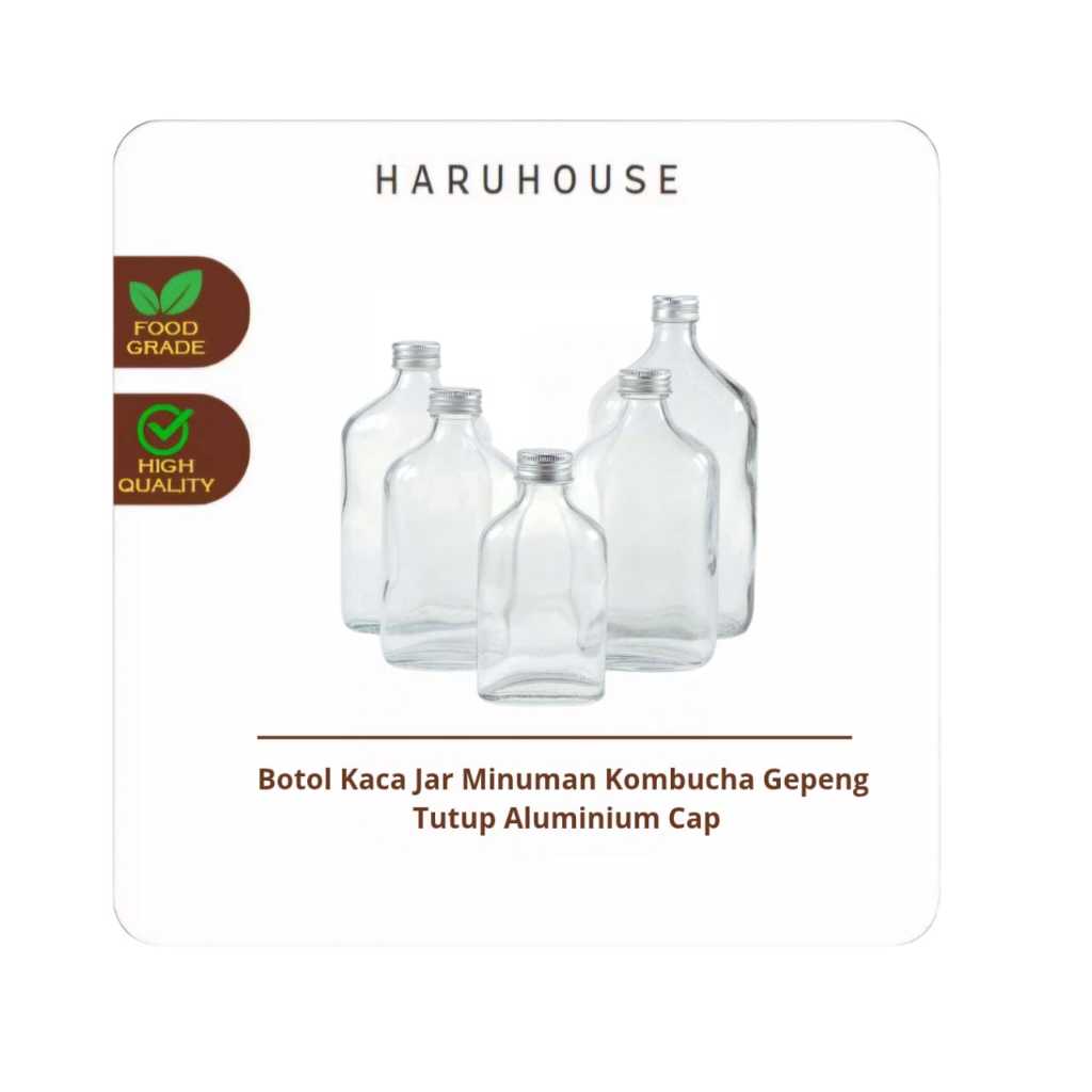 Jual Botol kaca Kombucha Gepeng Premium Glass Tutup Alumunium Cap ...