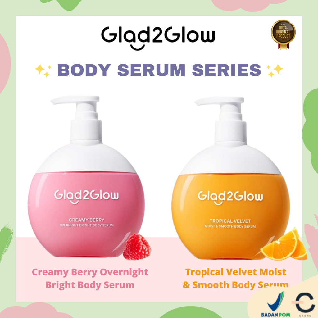 Jual [ORI BPOM] GLAD2GLOW Body Serum 300ml Series | Creamy Berry ...