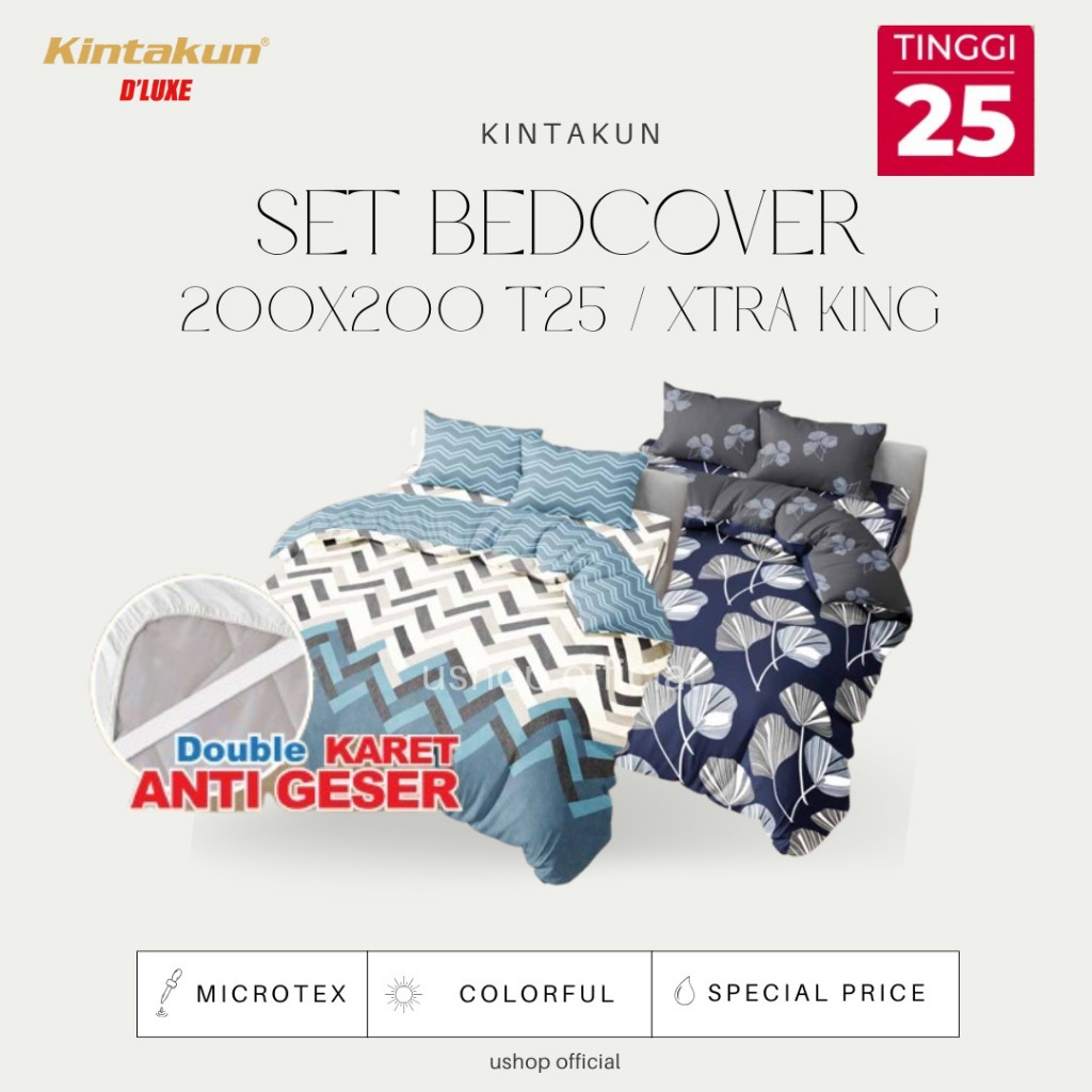 Jual KINTAKUN Dluxe Set Bedcover + Sprei 200x200 Cm Tinggi 25 Cm - Double Karet Xtra King Super ...