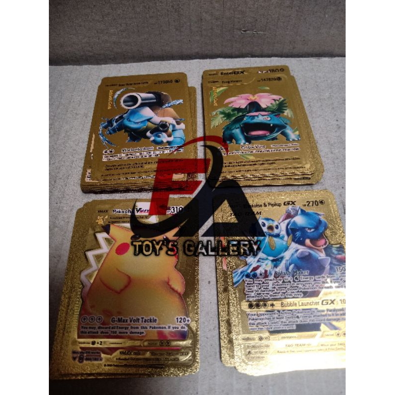 Jual mainan kartu pokemon emas/trading card pokemon emas isi 10pcs ...