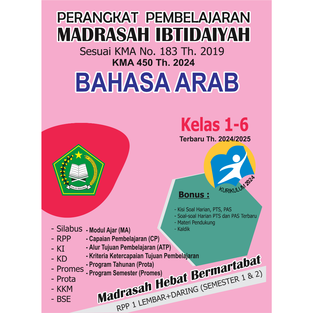 Jual CD RPP/Modul Ajar BAHASA ARAB IKM MI KMA 450 Th 2024 | Administrasi / Perangkat ...