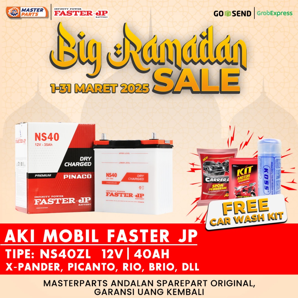 Jual Aki Mobil Faster JP NS40ZL 12V 40Ah untuk X-Pander, Picanto, Rio, Brio, DLL | Shopee Indonesia