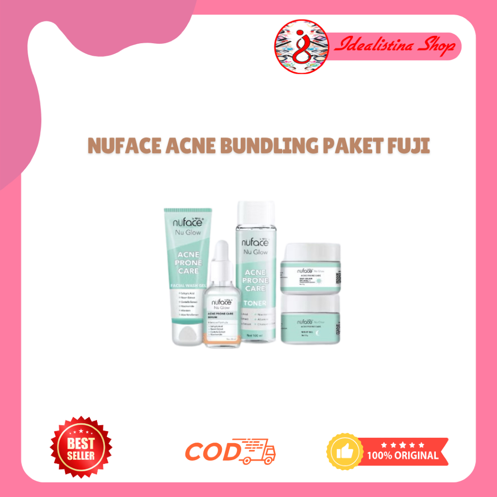 Jual Nuface Acne Bundling Paket Fuji (facial wash acne,toner acne,serum ...