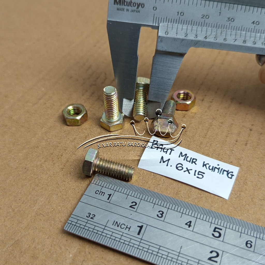Jual BAUT M6X15 / BMK M6X15 / BMK M6 X 15 BAUT MUR KUNING KUNCI 10 PANJANG 1,5CM 1,5 CM DIAMETER ...