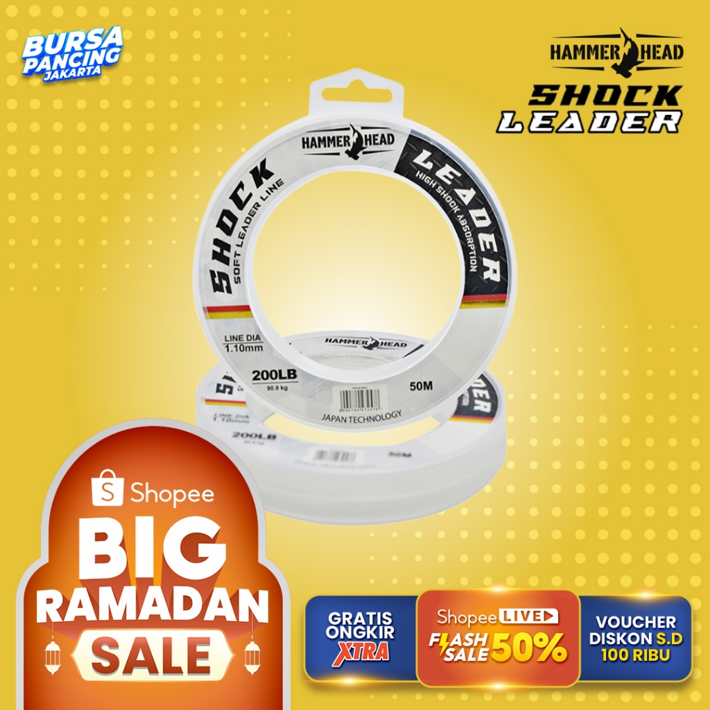 Jual HAMMERHEAD Senar Pancing SHOCK LEADER 50M Clear Bening Faster Sink ...