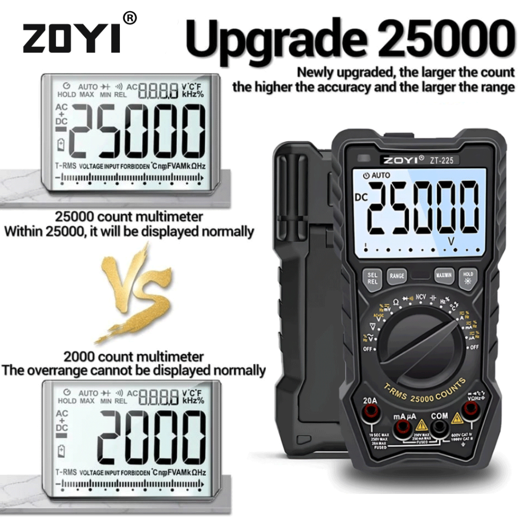 Jual ZOYI ZT-225 Digital Multimeter T-RMS 25000 Counts Continuity Diode | Shopee Indonesia