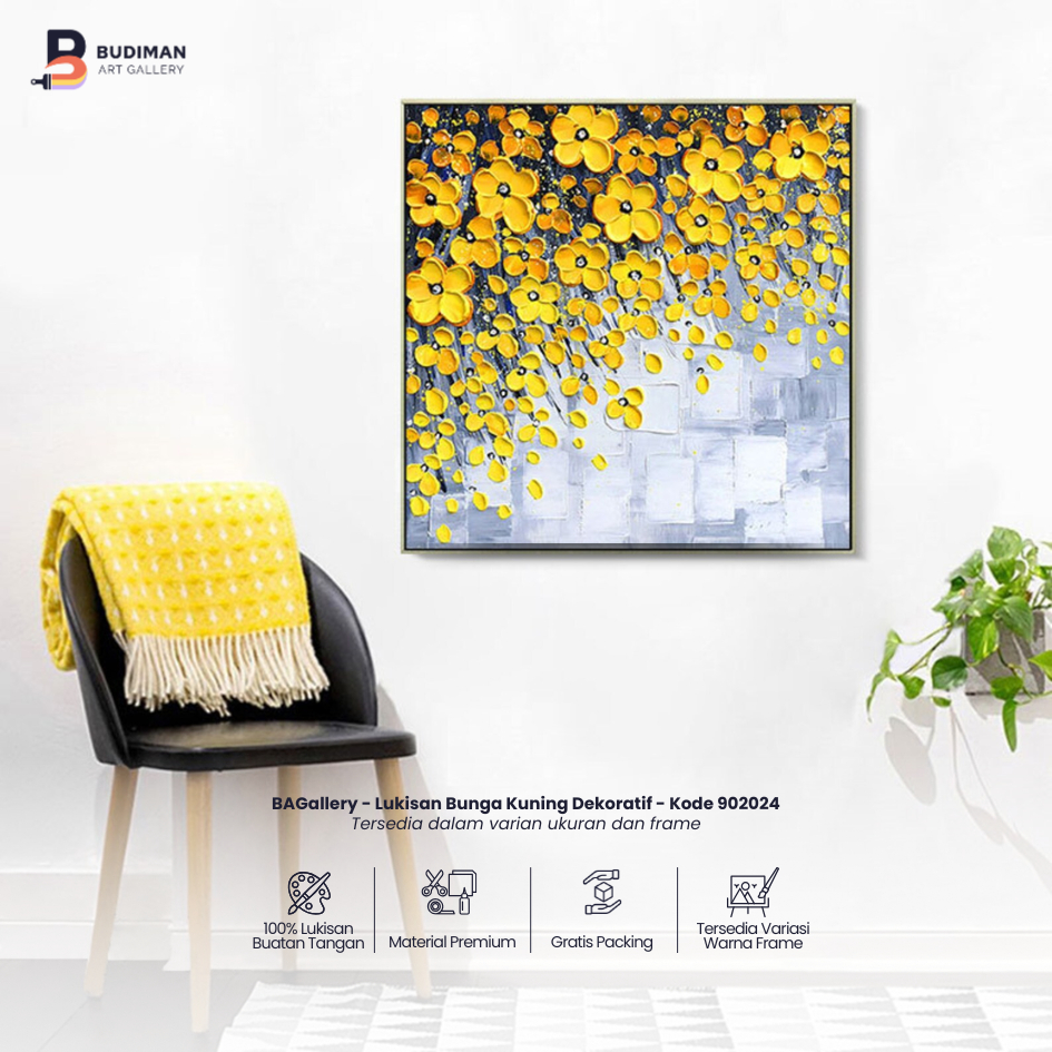 Jual BAGallery - Lukisan Hiasan Dinding Estetik Bunga Kuning Dekoratif ...