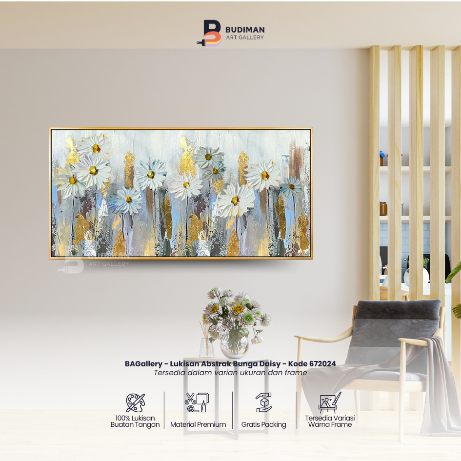 Jual BAGallery - Lukisan Abstrak Hiasan Dinding Estetik Bunga Daisy ...