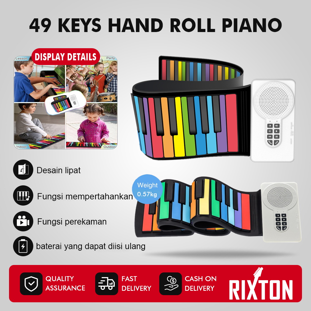 Jual RIXTON 49 Tombol Roll Up Piano Keyboard Portabel Hand Roll Piano ...