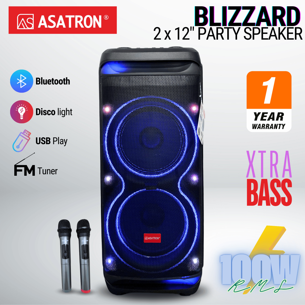 Jual Asatron Blizzard Dual 12 Inch Bluetooth Party Speaker with 2 ...