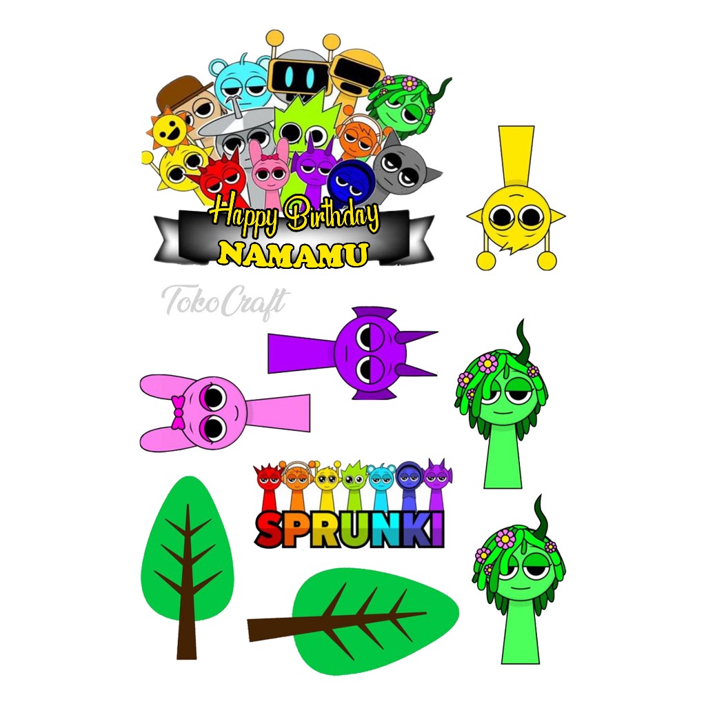 Jual TOPPER CAKE SPRUNKI HIASAN KUE ULANG TAHUN CUSTOM NAMA HAPPY ...