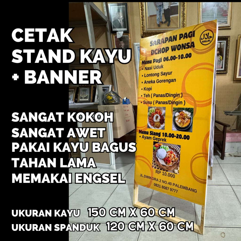 Jual Stand Banner Kayu Segitiga / STANDING BANNER LIPAT UK 120x60 Bolak ...
