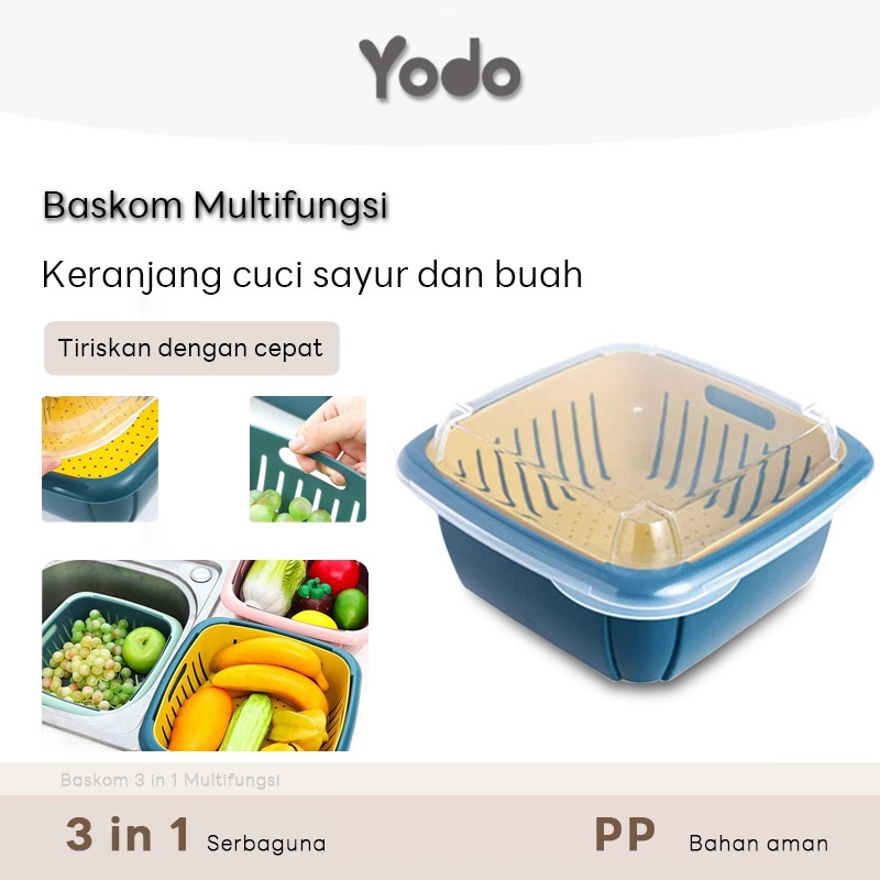 Jual ‌Baskom Saringan 3 in 1 Multifungsi + Tutup Kedap - Cuci Sayuran ...
