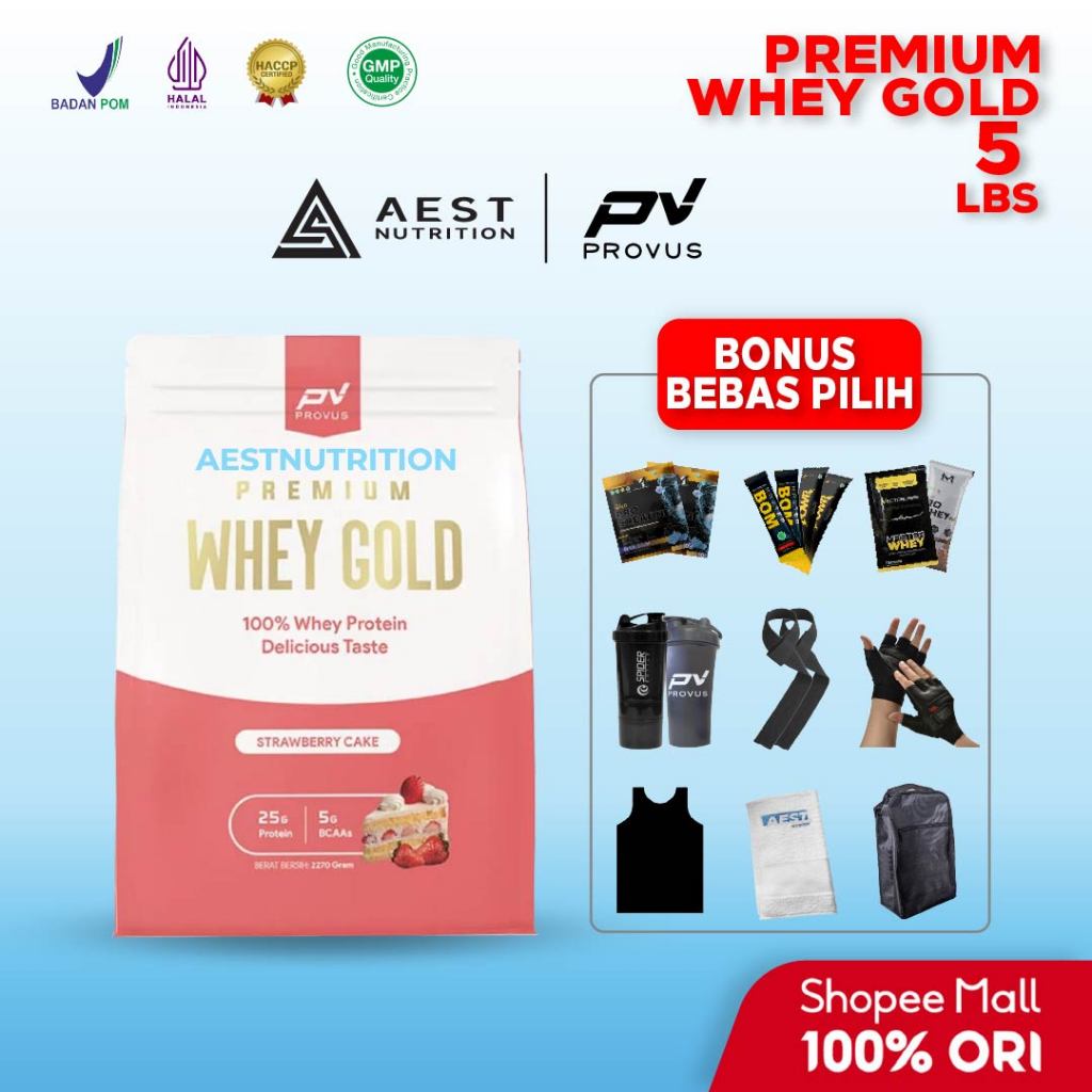 Jual Provus Premium Whey Gold 5 lbs Susu Whey Protein Concentrate ...