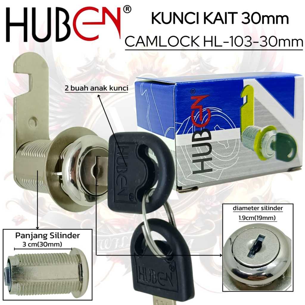 Jual kunci laci kait HUBEN HL-103-30MM kunci loker kunci lemari | Shopee Indonesia