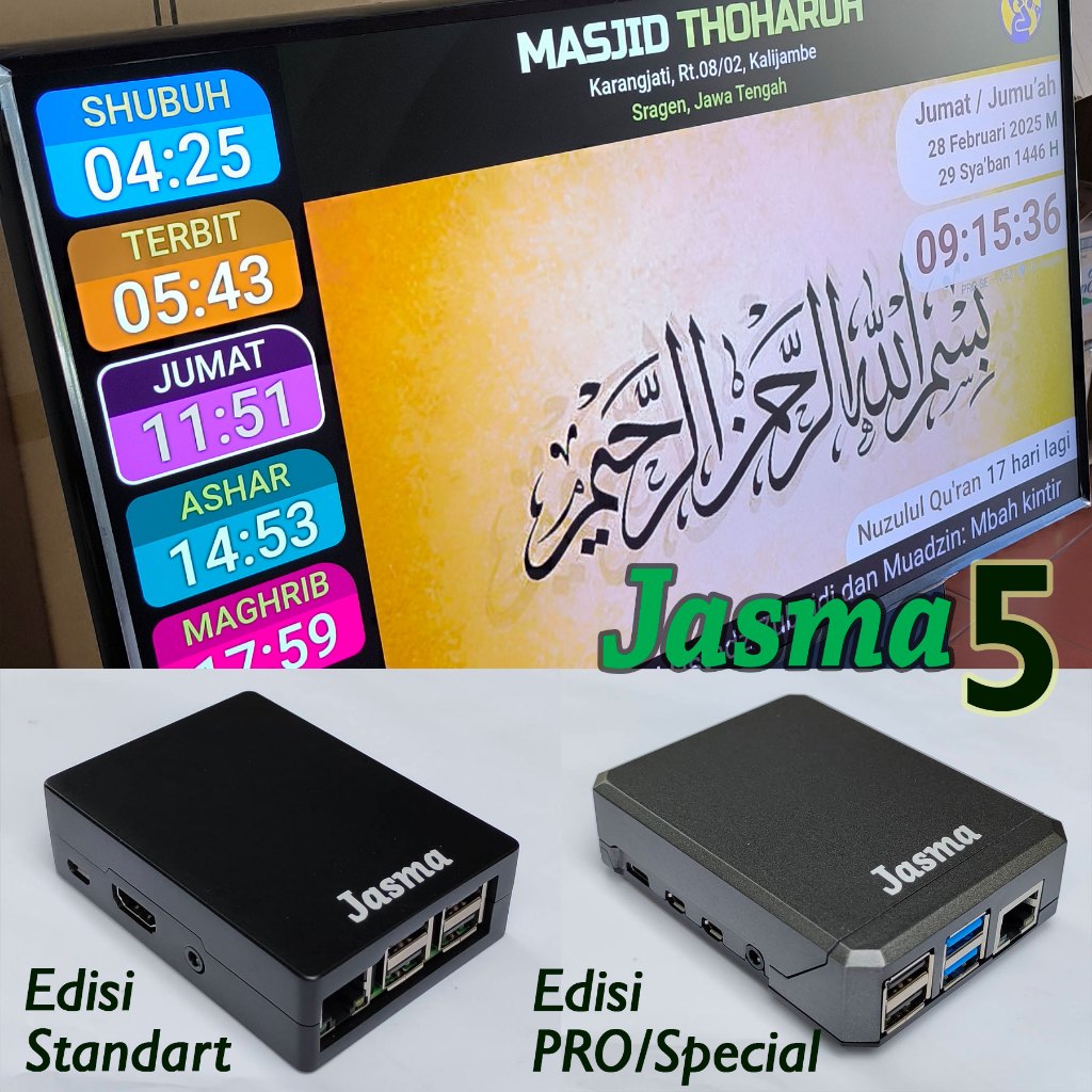 Jual Jasma Digital - Jasma 5 - JWS TV - Jam masjid waktu sholat pakai ...
