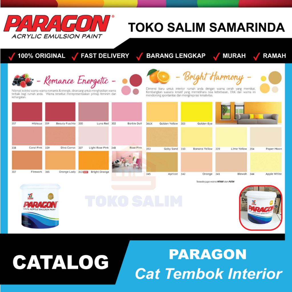 Jual Cat Tembok Interior Paragon 5KG Tersedia Banyak Warna | Shopee ...