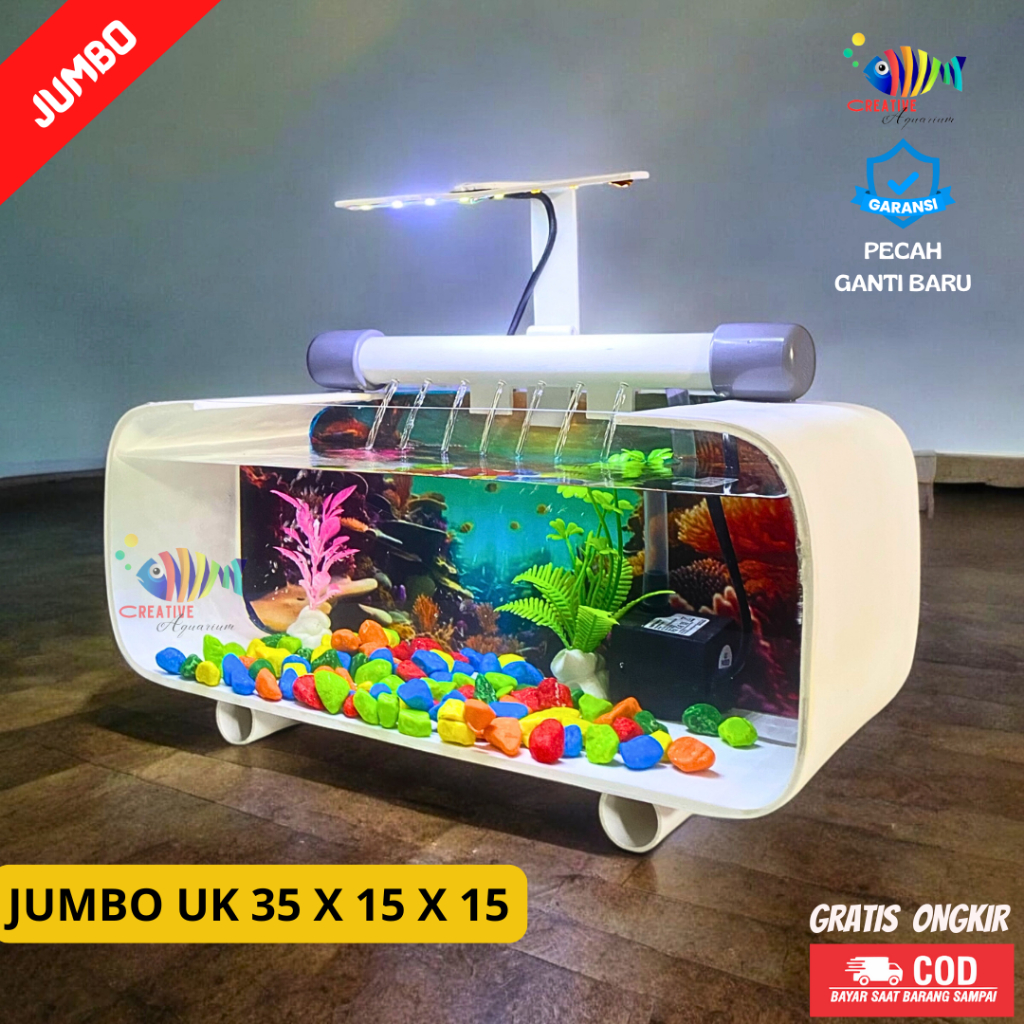 Jual [PROMO] 1 Set lengkap aquarium JUMBO UK 35 X 15 X 15 plus mesin ...