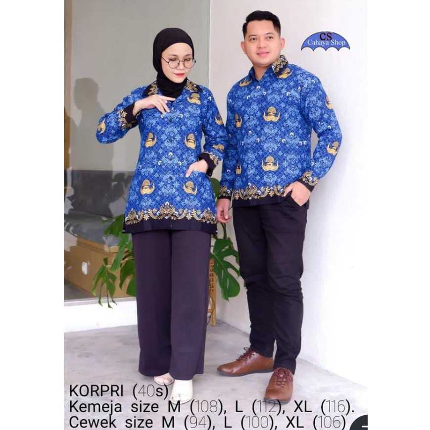 Jual Batik Korpri Wanita Pria Kerah Hitam Terbaru 2025 Seragam Korpri full furing katun halus ...