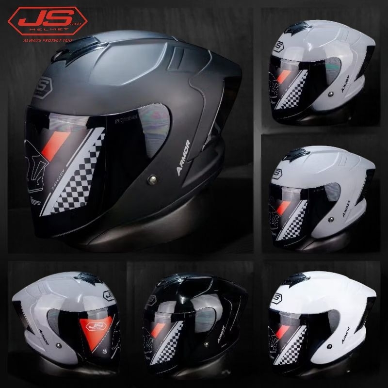 Jual Helm JS Armor ORIGINAL- Helm Half Face paket ganteng pria wanita ...