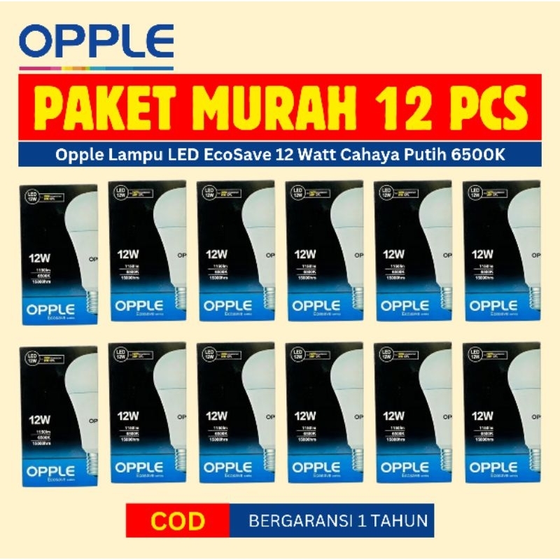 Jual OPPLE Lampu LED Bulb Bolham Ecosave 12W Cahaya Putih 6500k Garansi ...