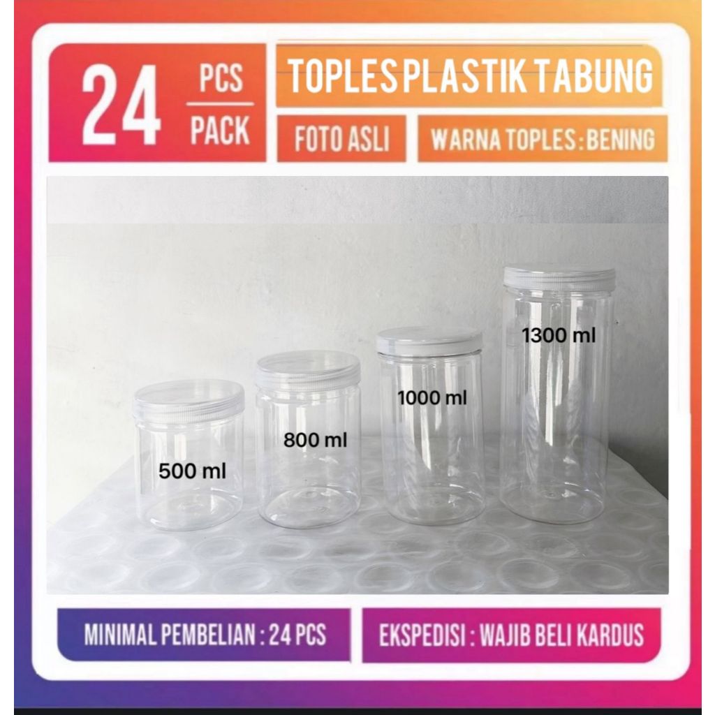 Jual Toplws Plastik 800 ml Toples Tabung 500 ml toples kue 250 ml ...