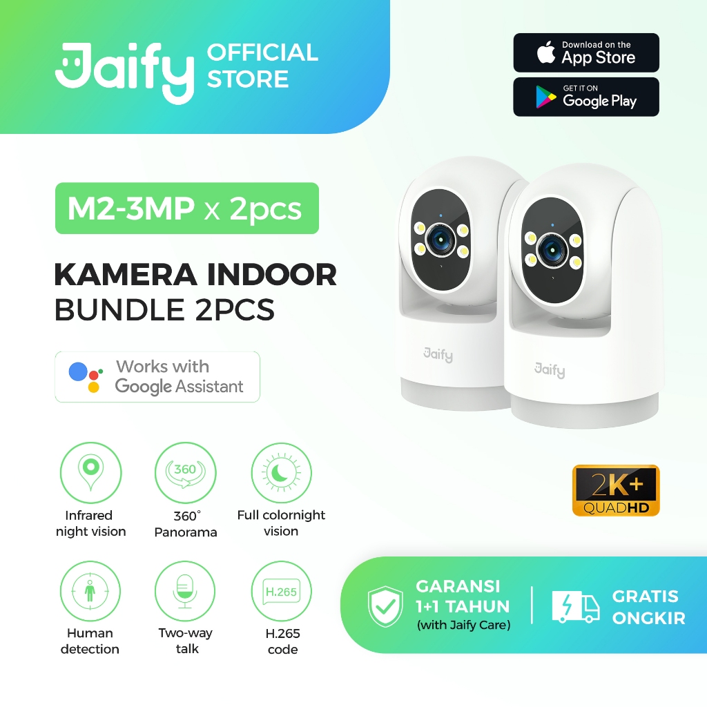 Jual [2 PCS] JAIFY M2-3MP Smart Indoor CCTV 360 PTZ IP Camera 2K+ Two ...