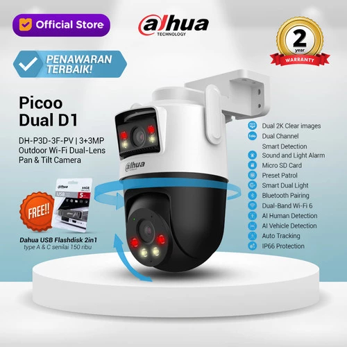 Jual Dahua Picoo Series Dual D1 3MP IPC-P3DP-3F-PV-0280B/0600B | Kamera ...
