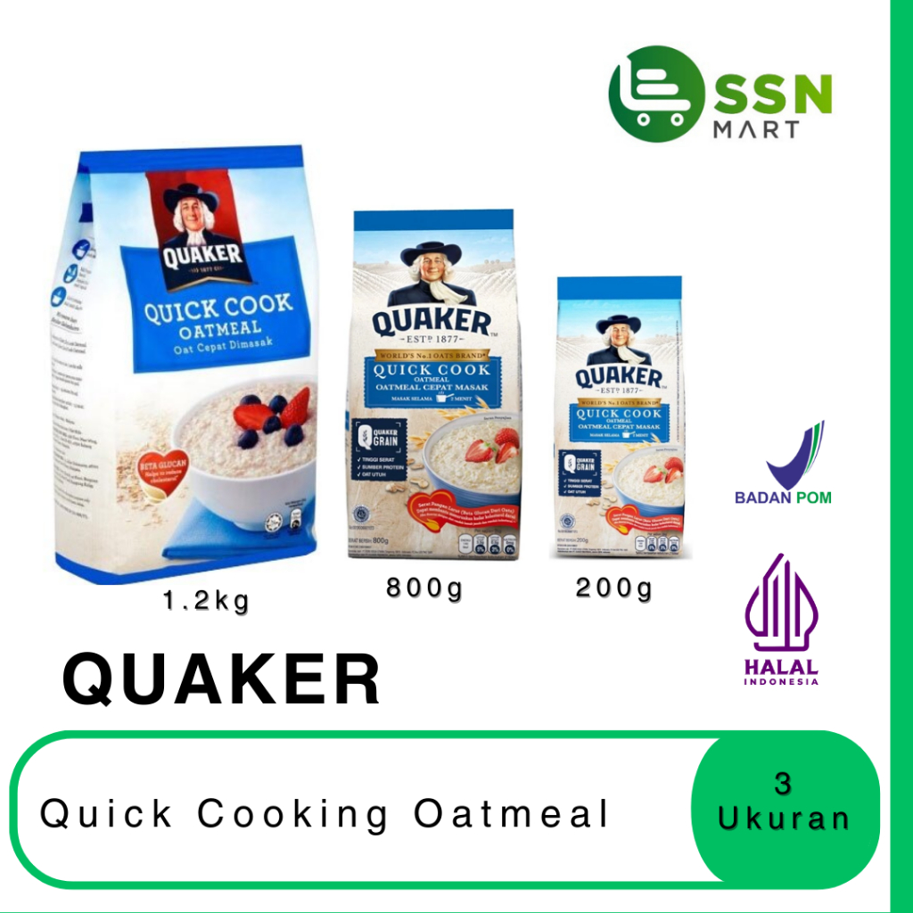 Jual SSNMart Quaker QUICK Cooking Oatmeal BIRU 200g/800g/1.2kg | Shopee Indonesia