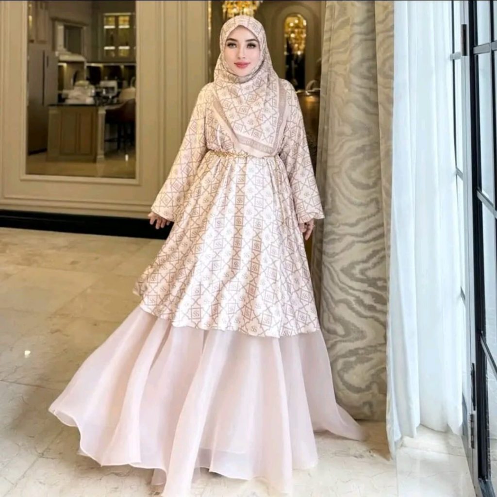 Jual GAMIS SILK SET HIJAB MONOGRAM ORI BY SHELLASAUKIA | Shopee Indonesia