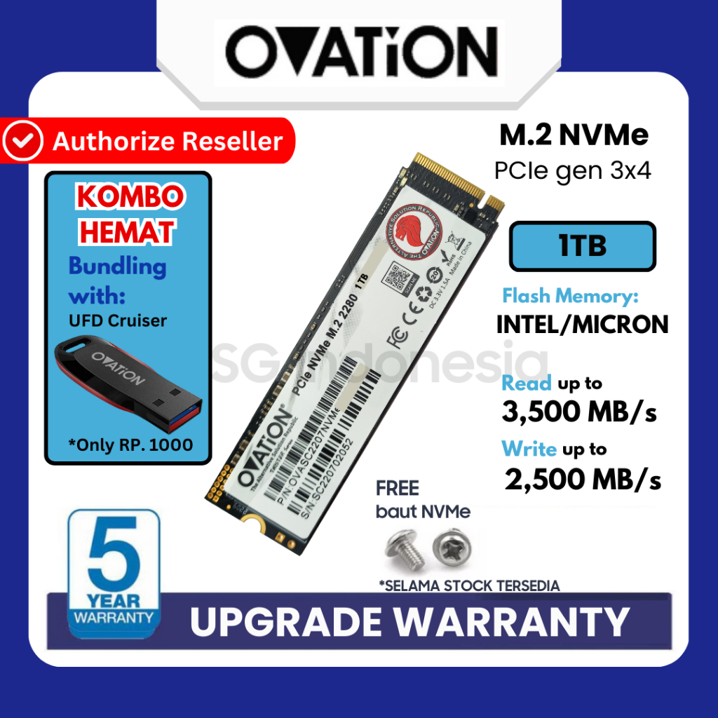 Jual OVATION SSD M2 NVME 980 1TB M.2 PCIe NVMe 2280 PCIe Gen3 M2NVME 1 TB Support Black Myth ...