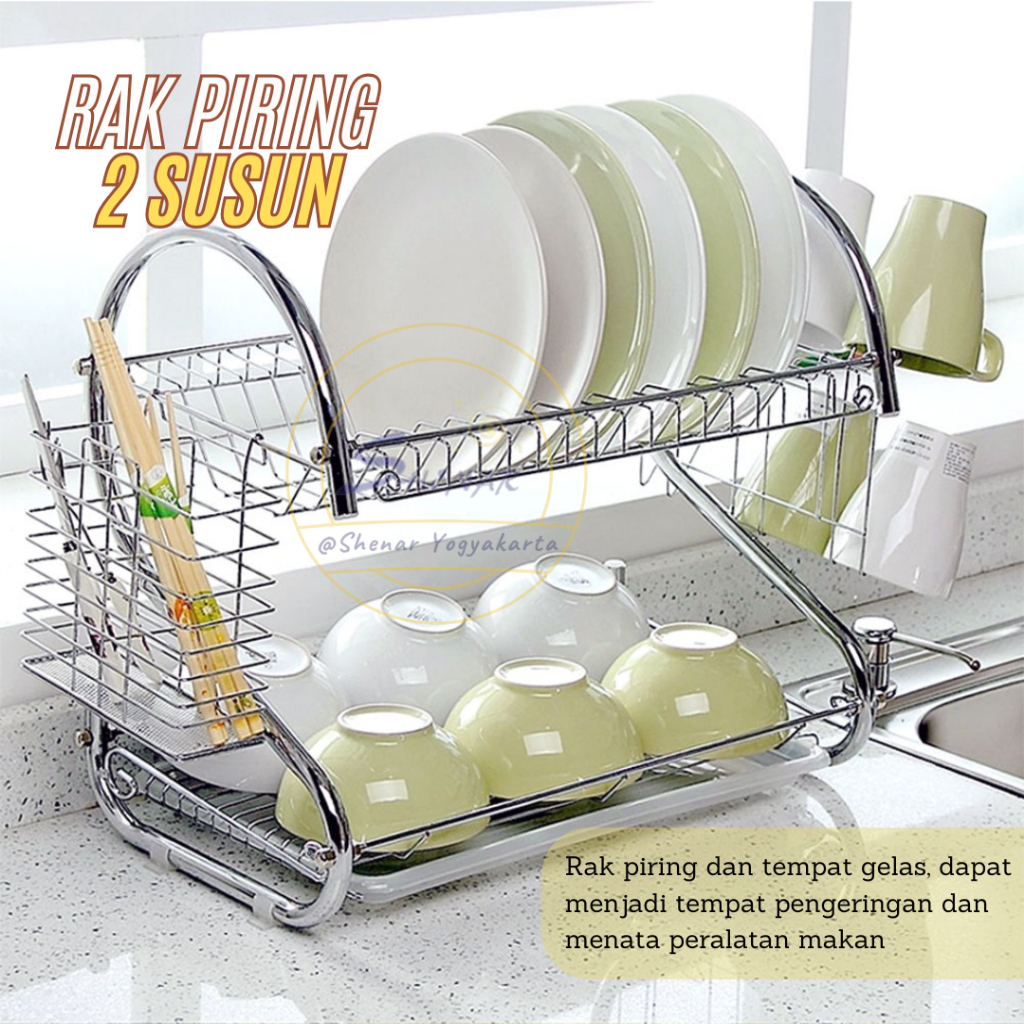 Jual SHENAR Rak Piring Stinless 2 Susun Rak Piring Wastafel Praktis Rak ...