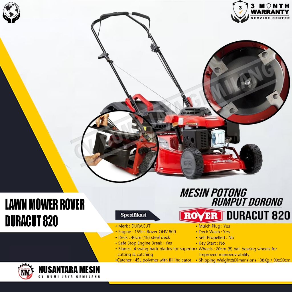Jual MESIN POTONG RUMPUT DORONG / LAWN MOWER ROVER DURACUT 820 | Shopee Indonesia