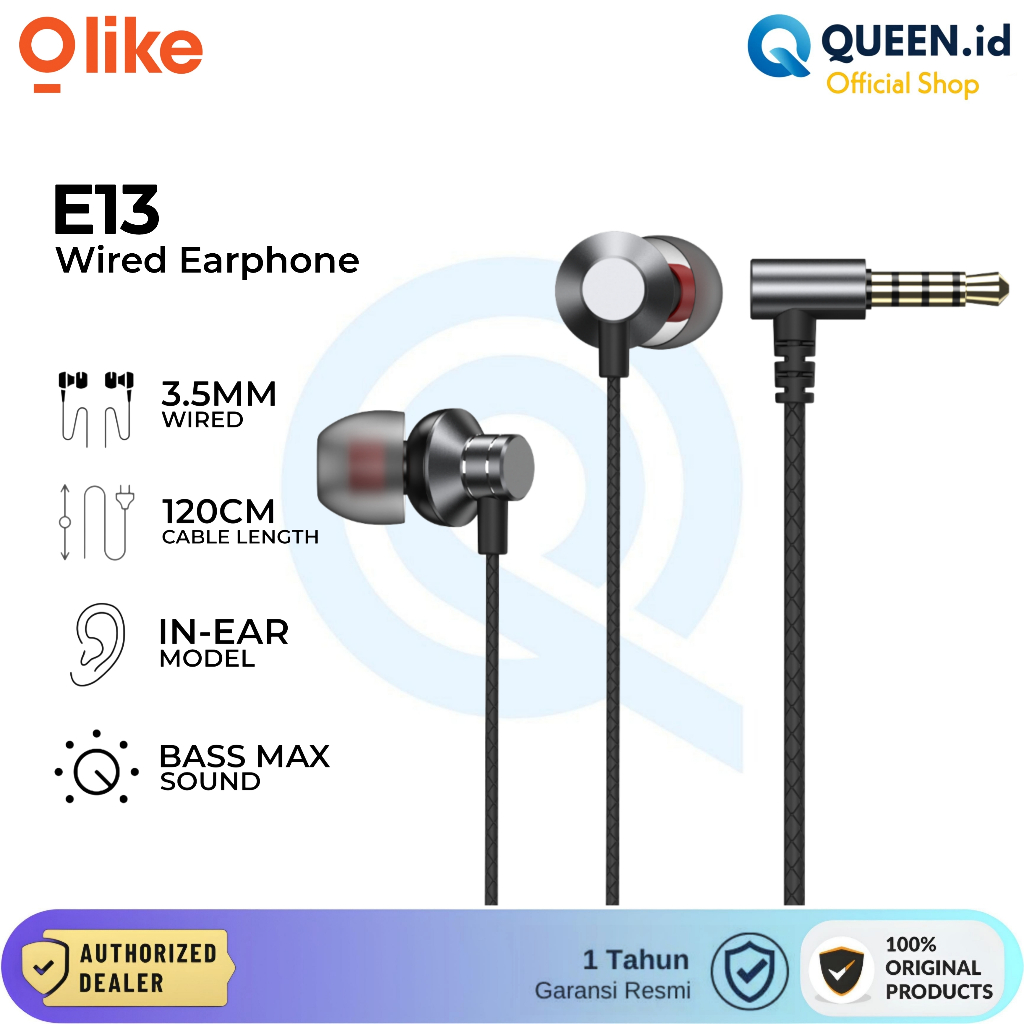 Jual Olike E13 Wired Earphone Headset Kabel 120cm Aux 3.5mm Elbow Jack ...