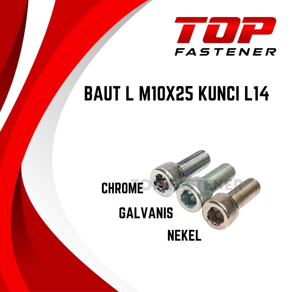 Jual BAUT L M10X25 KUNCI L8 10X25 10MM DRAT 14 NEKEL CHROME GALVANIS ...