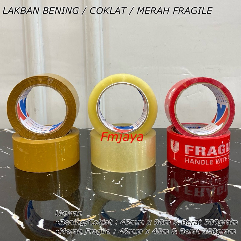 Jual [FM] LAKBAN BESAR BENING - COKLAT 45 MM X 90 M || LAKBAN FRAGILE ...