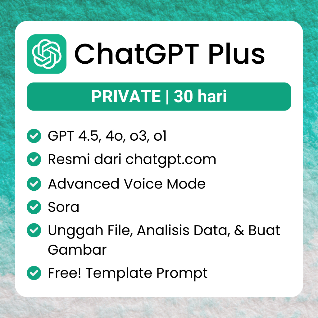 Jual ChatGPT Plus Private Official - GPT-4o, o1 Models, Unlimited Use + Full Garansi | Limited ...