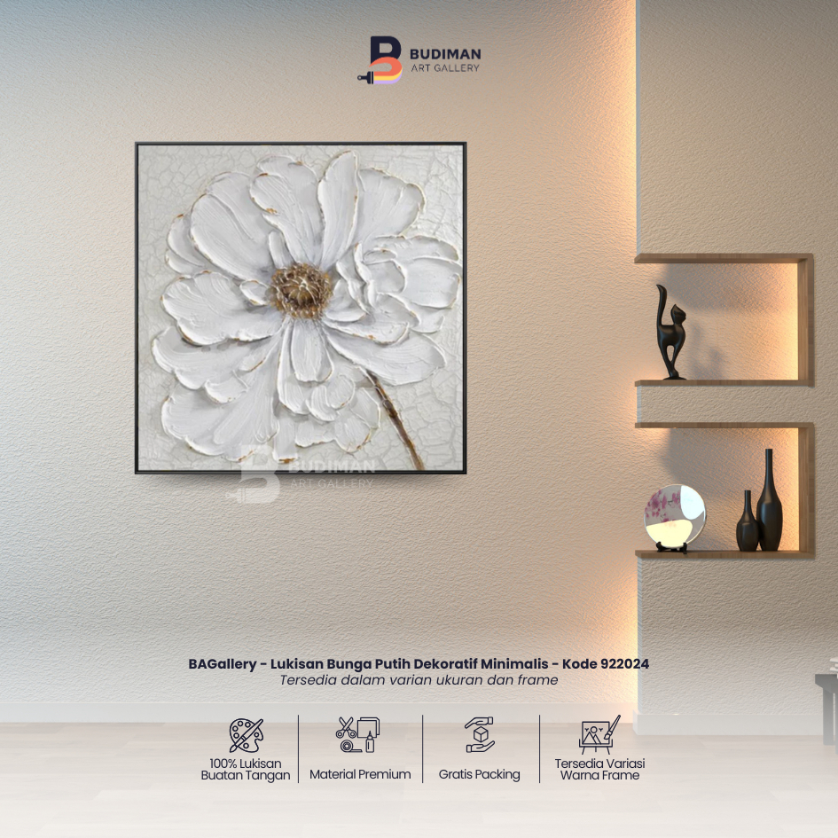 Jual BAGallery - Lukisan Hiasan Dinding Aesthetic Bunga Putih Dekoratif ...