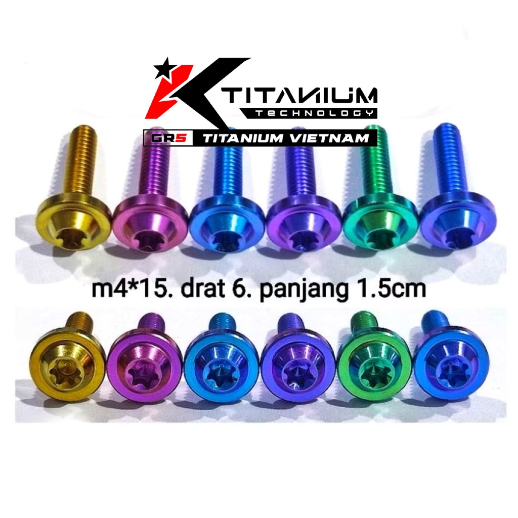 Jual BAUT TITANIUM M4 DRAT 6 BIG HEAD ORIGINAL TITANIUM | Shopee Indonesia
