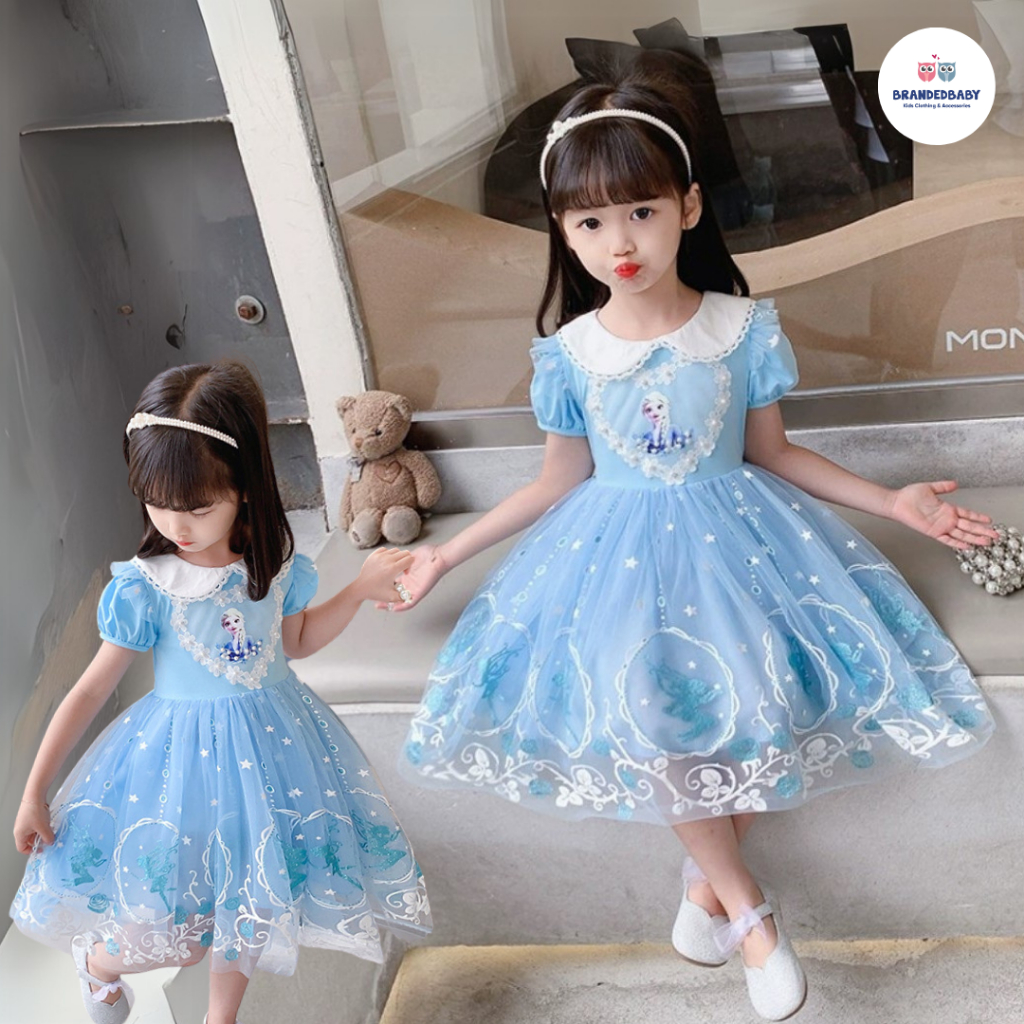 Jual [Brandedbaby] 2T-8T Dress Elsa Frozen Anak Perempuan Dress ...