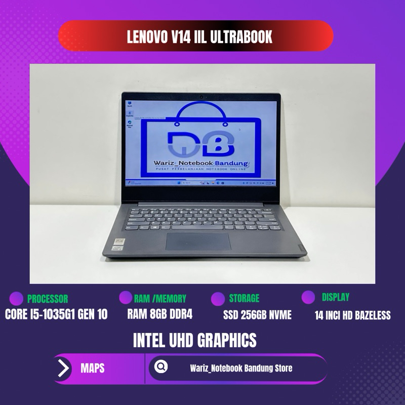 Jual LENOVO V14 IIL CORE I5-1035G1 RAM 8GB SSD 256GB 14inci Bazeless | Shopee Indonesia