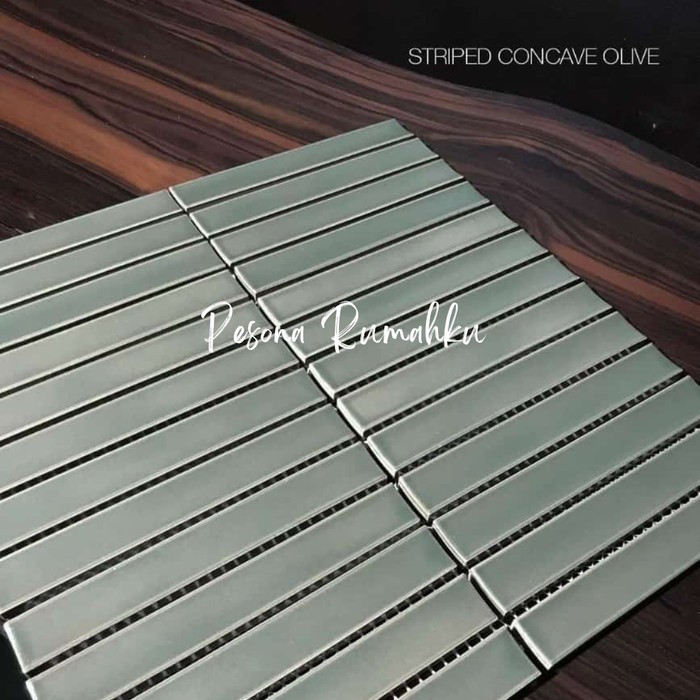 Jual Mosaic Venus Pottery Striped Concave Olive Matt (PER METER ...